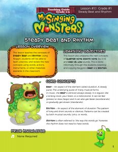 Teaching Guide Grade 1-3: My Singing Monsters – Big Blue Bubble